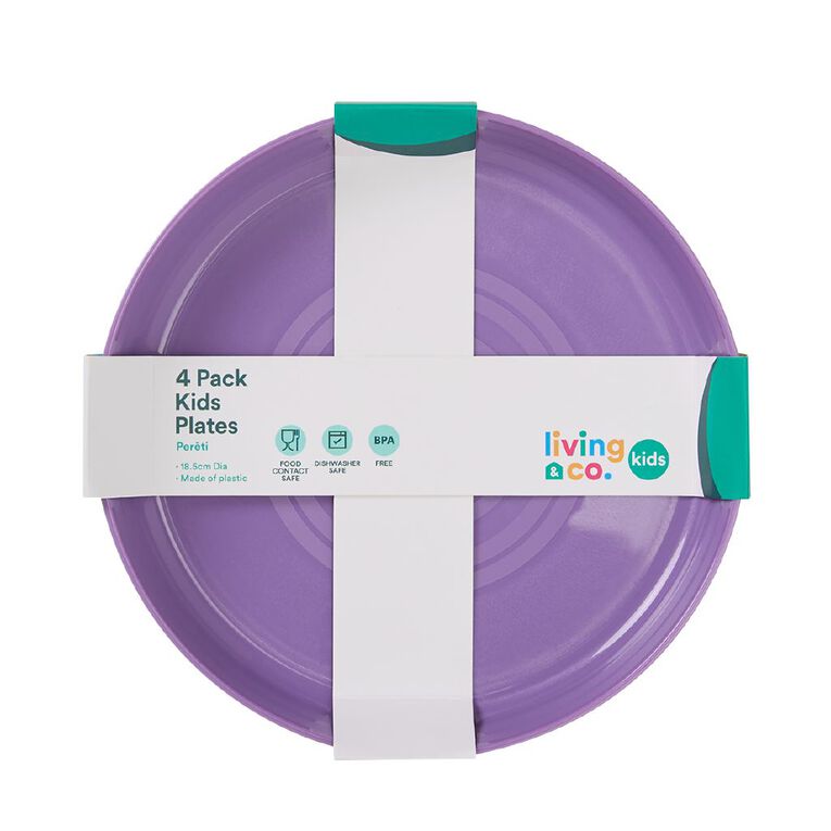 Living & Co Kids Plastic Plates 18.5cm Multi-Coloured 4 Pack Multi ...