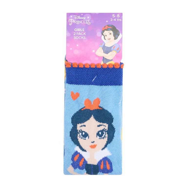 Disney Snow White Kids' Crew Socks 2 Pack Blue | The Warehouse