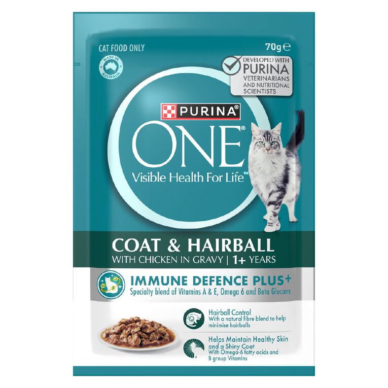 PURINA ONE Coat & Hairball with Chicken in Gravy Wet Cat Food Pouch 70g ...