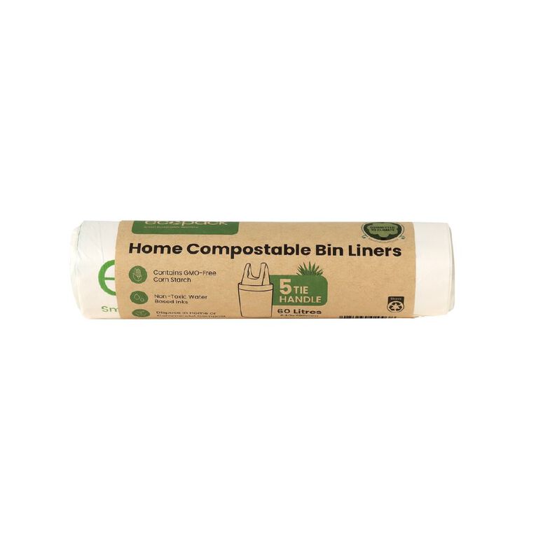 Ecopack Compostable Bin Liners 60L 5 pack | The Warehouse