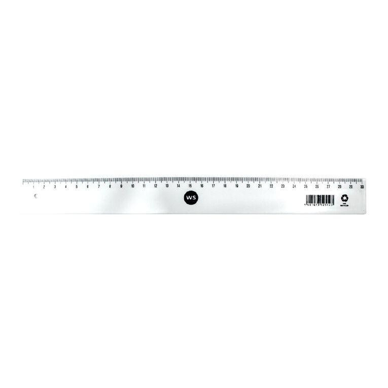 WS Recycled Plastic Ruler 30cm White White | The Warehouse