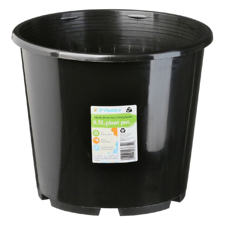 IP Plastics Round Pot Recycled Black 8.5L Black | The Warehouse