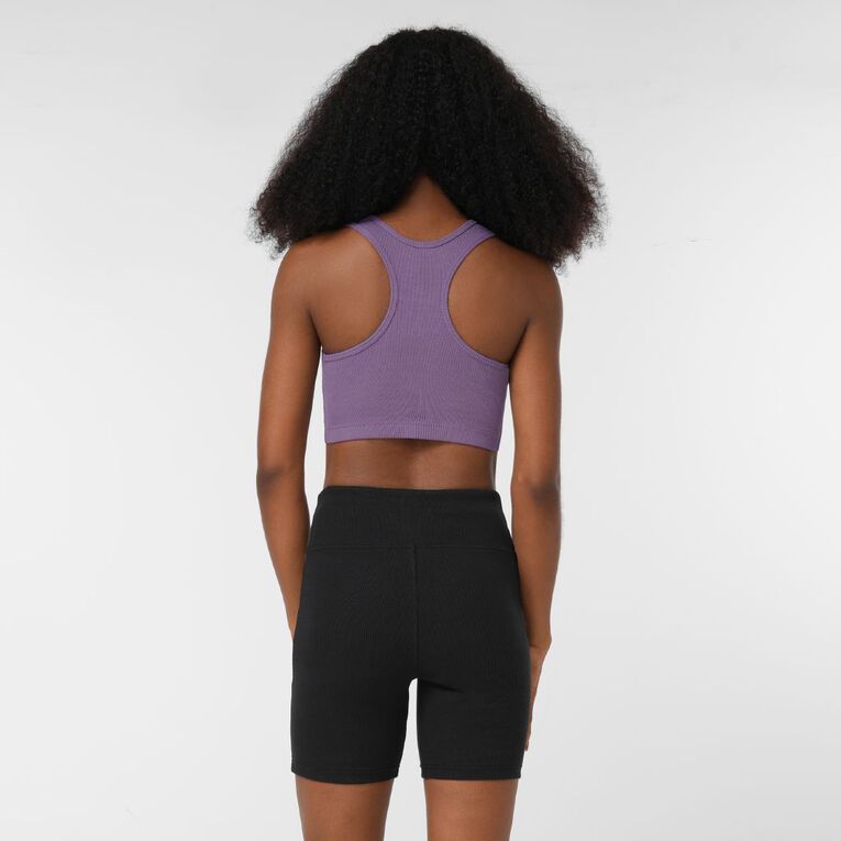 Active Intent Women's Rib Classic Crop Purple Mid | The Warehouse