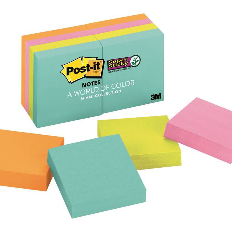 Post-It Miami Collection Super Sticky Notes 8 Pack | The Warehouse