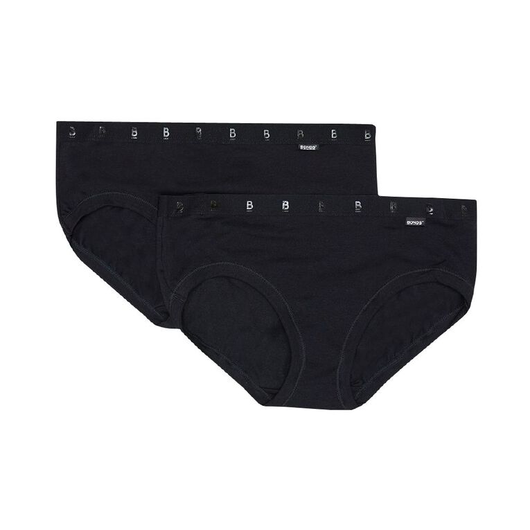 B FOR BONDS Women's Midi Briefs 2 Pack Black | The Warehouse