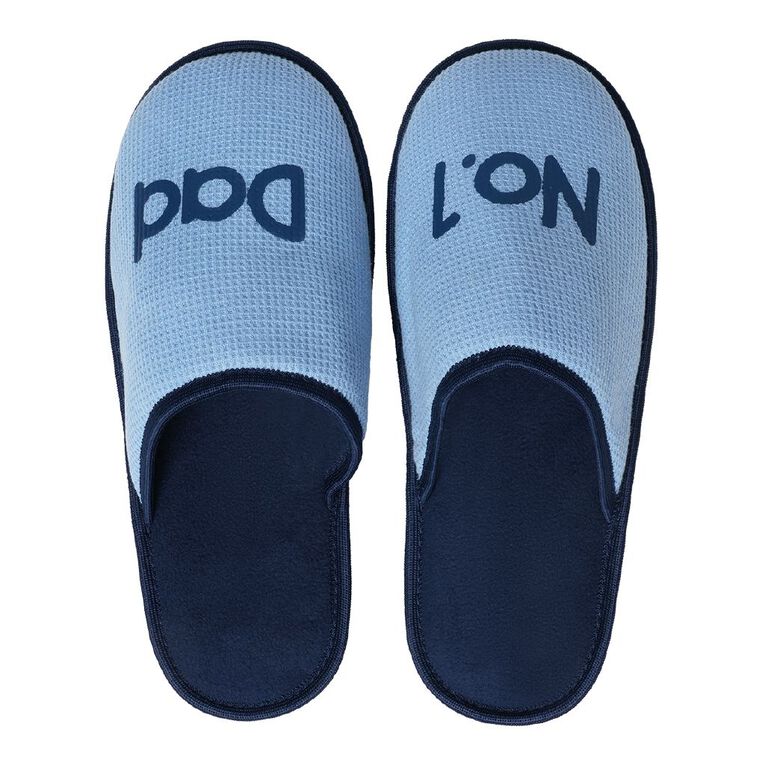 H&H Men's Dad Slippers Blue Light | The Warehouse