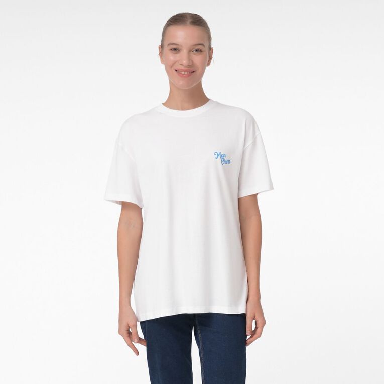 H&H Women's Essential Boyfriend Graphic Tee White MON CHERI | The Warehouse