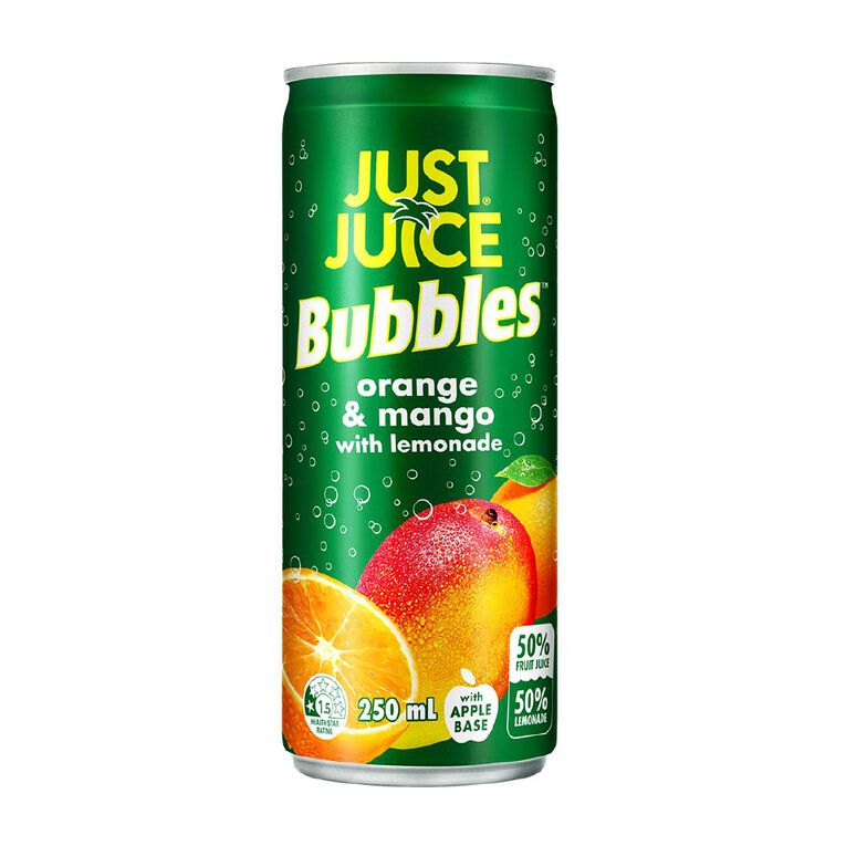 Just Juice Bubbles Orange Mango 250ml x 8 | The Warehouse