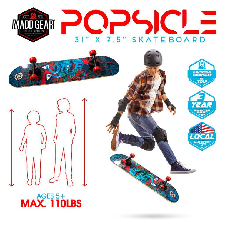 MADD 31 Popsicle LTR Skateboard Kick Push | The Warehouse