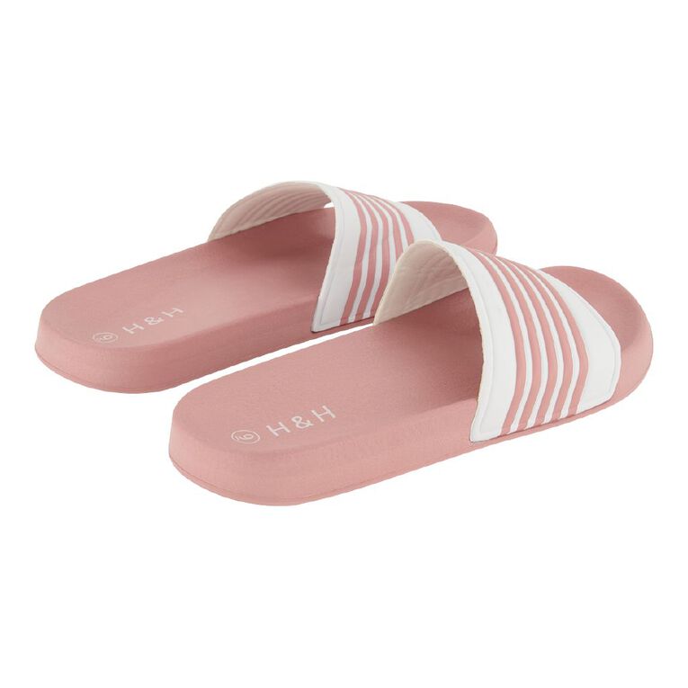 H&H Women's Be Bell Stripe Slides Pink Light | The Warehouse