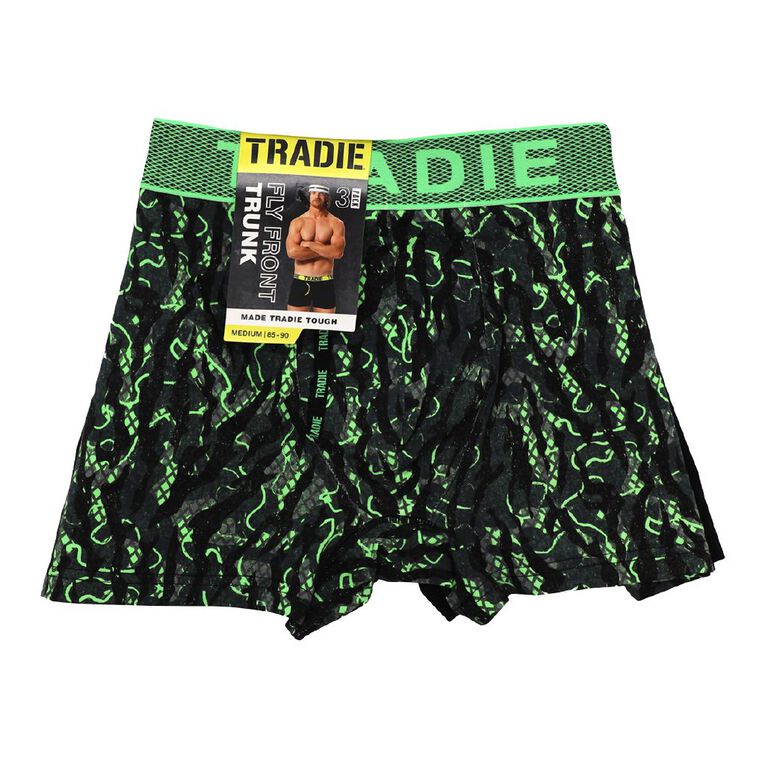 Tradie Men's Fly Front Trunks 3 Pack Green | The Warehouse