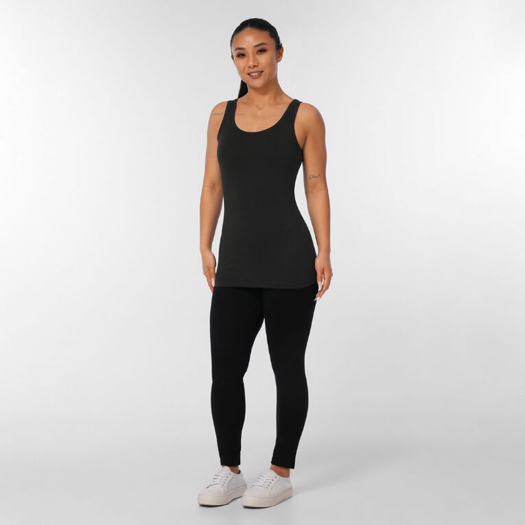 H&H Women's Stretch Longline Tank Black | The Warehouse