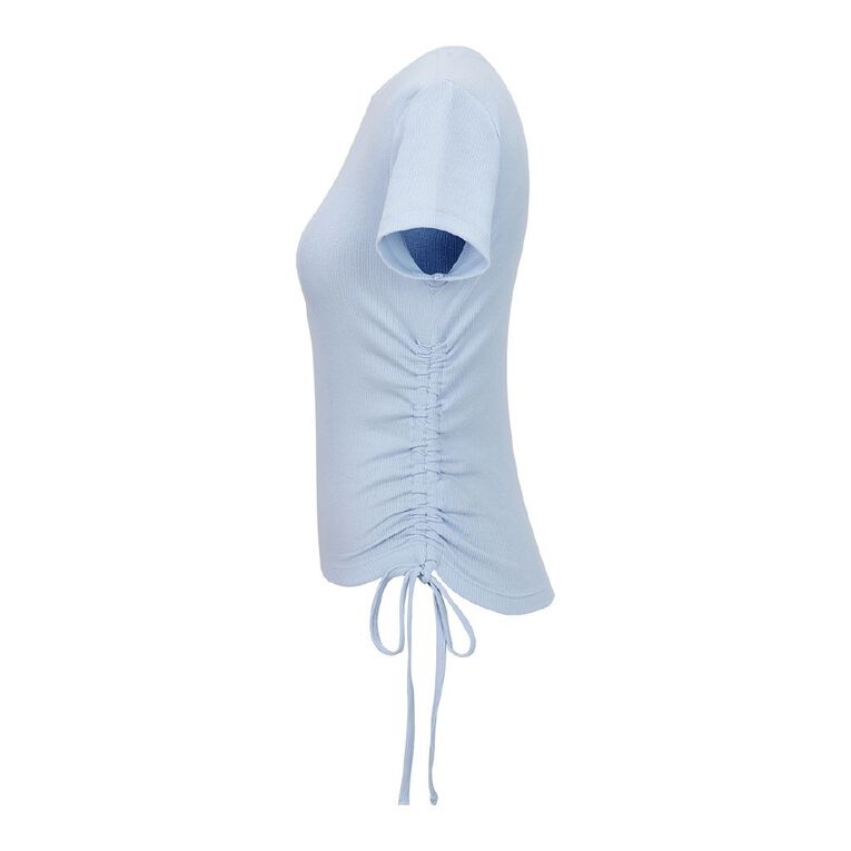 H&H Women's Ruched Side Tee Blue Light | The Warehouse