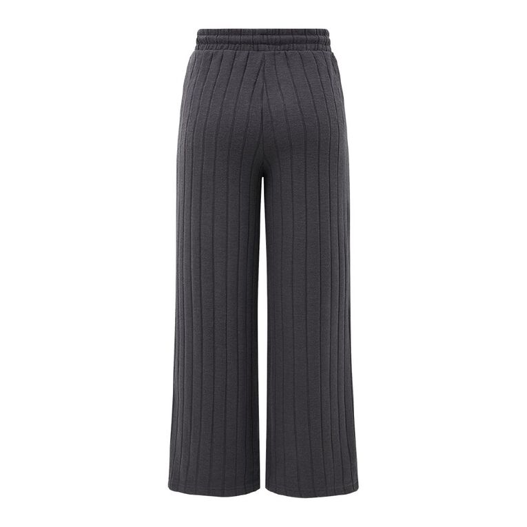 H&H Women's Wide Leg Rib Pants Grey Dark | The Warehouse