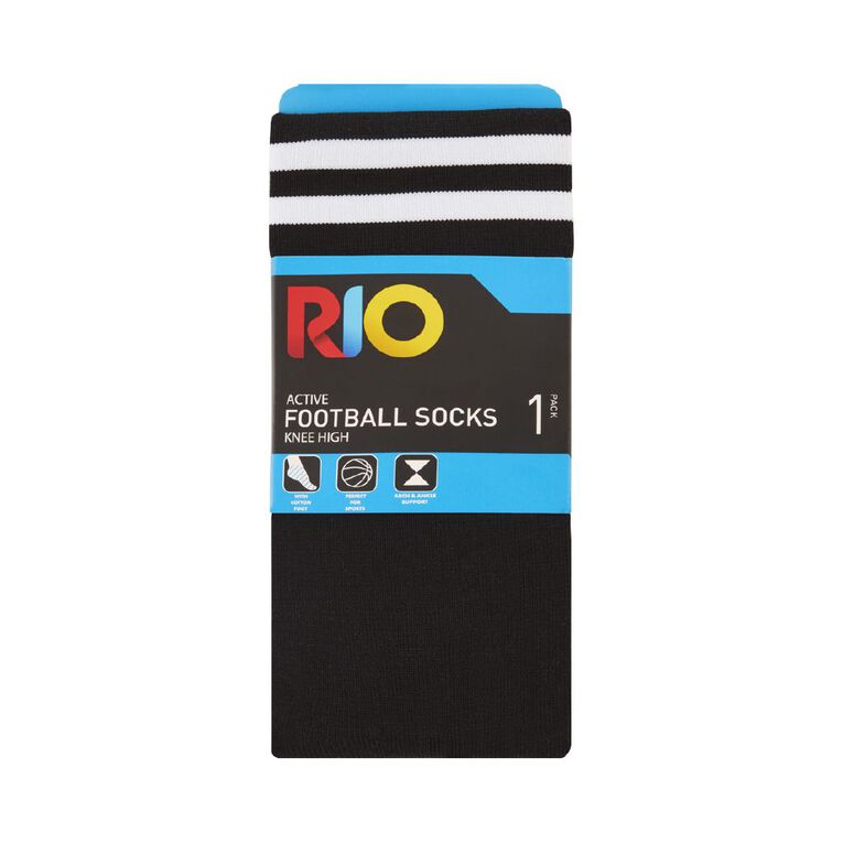 Rio Men's Footy Socks 1 Pack Black/White | The Warehouse