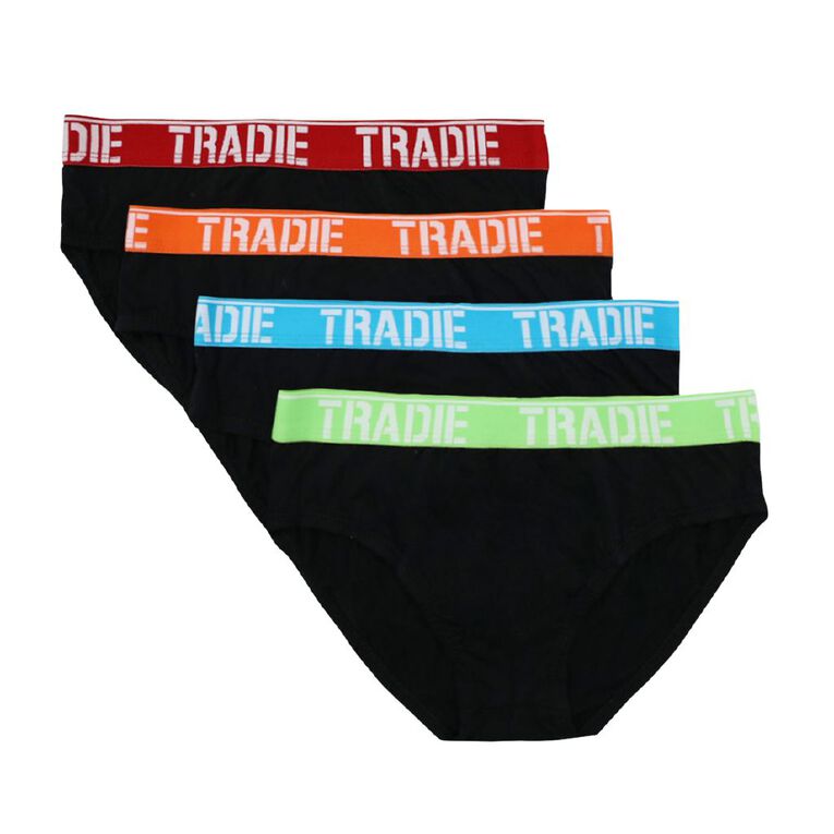 Tradie Boys' Cotton Briefs 4 Pack Black W25 CHILD | The Warehouse