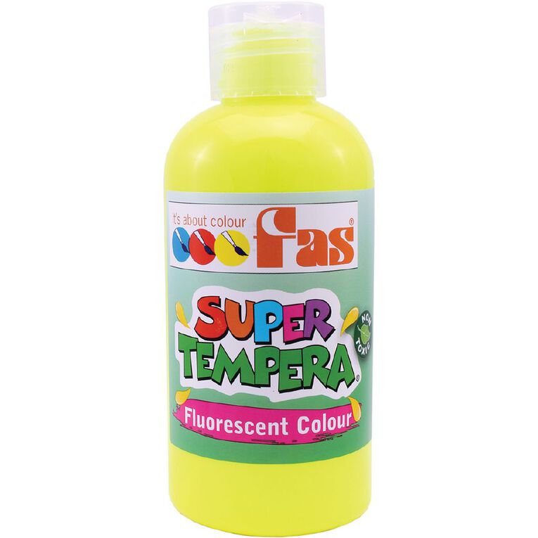 FAS Paint Super Tempera 250ml Fluoro Yellow Mid | The Warehouse
