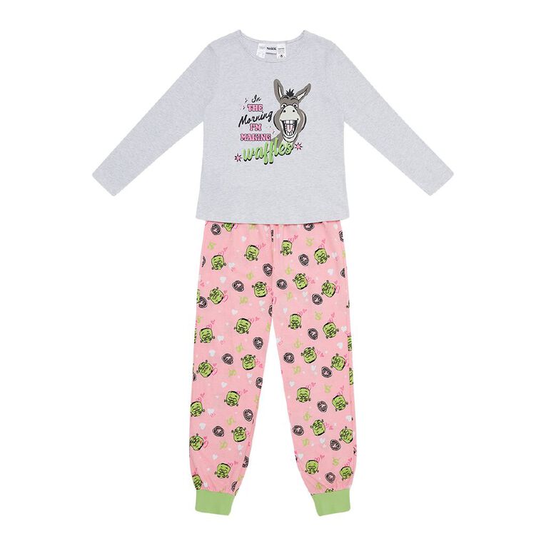 Shrek Girls' Knit Pyjama Set Grey Light | The Warehouse