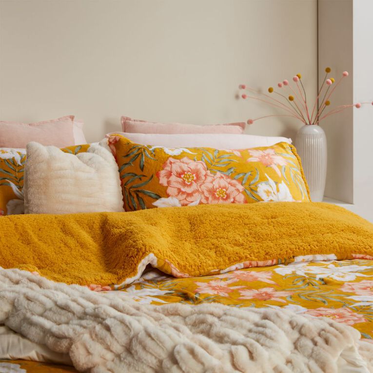 Living & Co Plush & Sherpa 3 Piece Comforter Set Jesse Yellow Queen ...