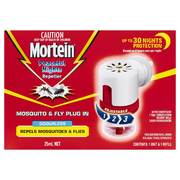 Mortein Peaceful Nights Mosquito & Fly Plug In Prime Pack 25ml | The ...