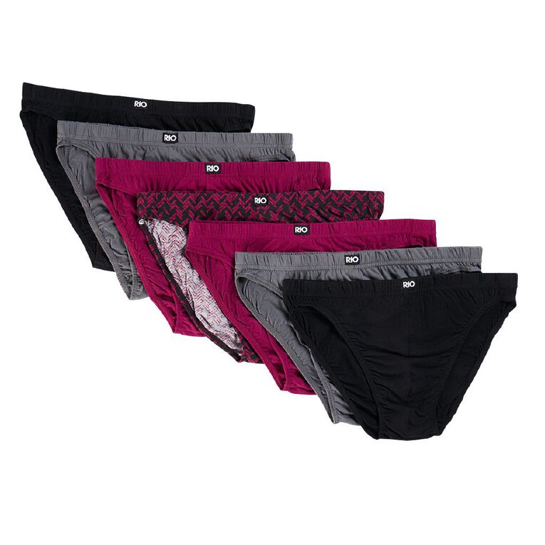 Rio Men's Slim Fit Briefs 7 Pack Black/Red | The Warehouse