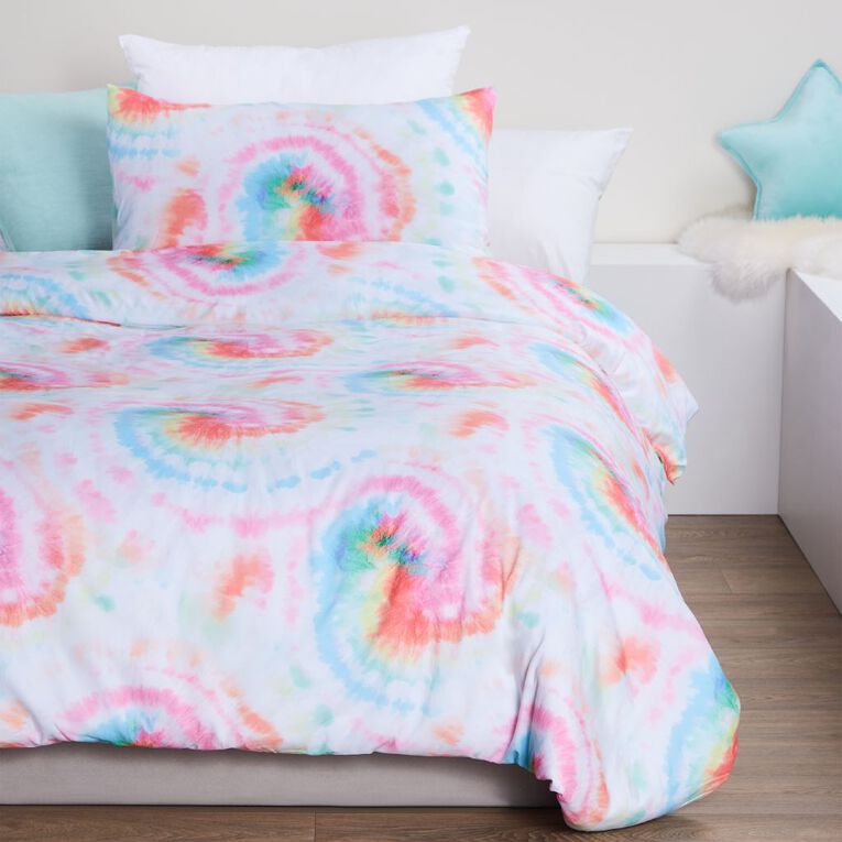 Living & Co Kids' Duvet Cover Set Tie Dye Multi-Coloured King Single ...