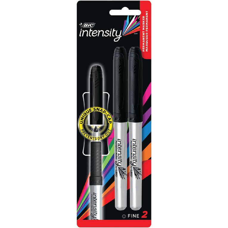 Bic Intensity Permanent Marker Fine Black 2 Pack Black | The Warehouse