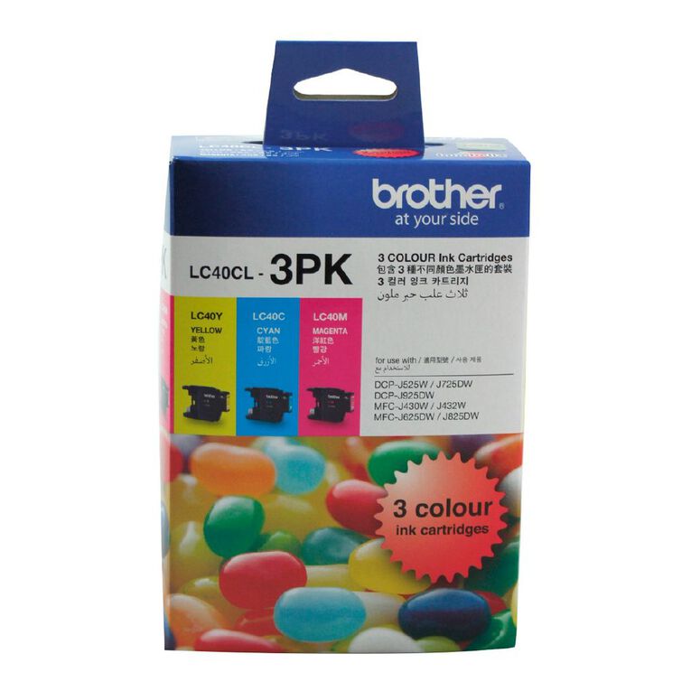 Brother Ink LC40 Colour 3 Pack 300 pages Multi-Coloured | The Warehouse