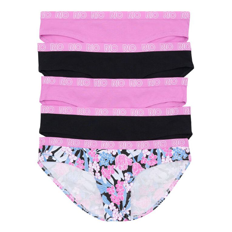 Rio Women's Bikini Briefs 5 Pack Black S24 0LL | The Warehouse