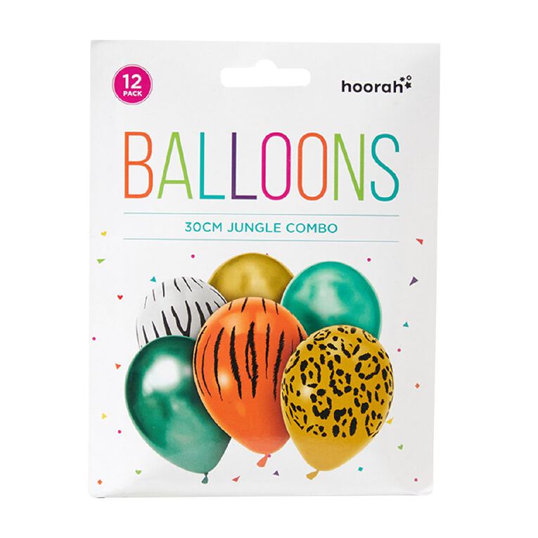 Hoorah Jungle Balloon Combo 30cm 12 Pack | The Warehouse