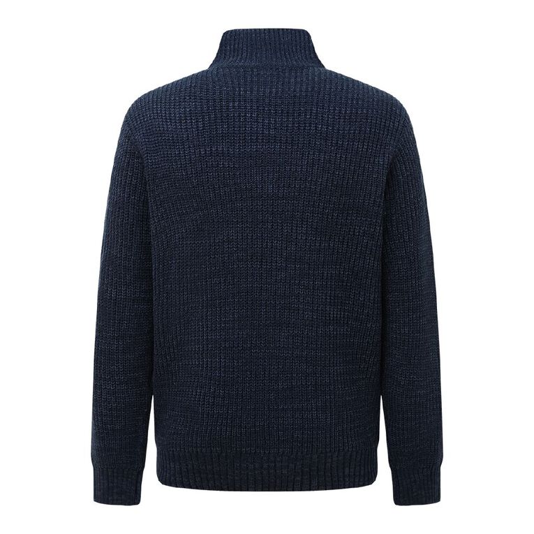 H&H Men's 1/4 Zip Jumper Blue Dark | The Warehouse