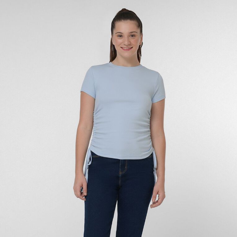 H&H Women's Ruched Side Tee Blue Light | The Warehouse
