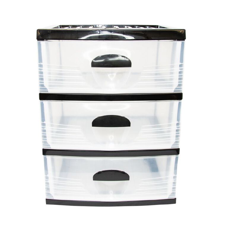 Taurus Storage Drawers A2 Black 3 Tier | The Warehouse