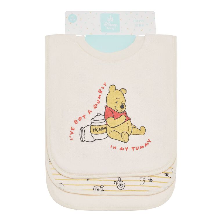 Winnie the Pooh Disney Baby Bibs 3 Pack White | The Warehouse