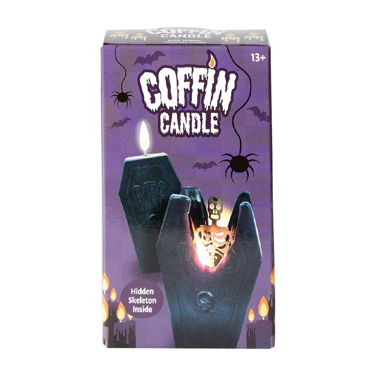 Skeleton Reveal Coffin Candle Black Black | The Warehouse