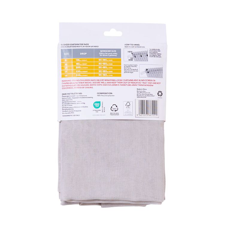 Living & Co Enviro Slubbed Voile Natural 90-180cm Wide/213cm Drop ...