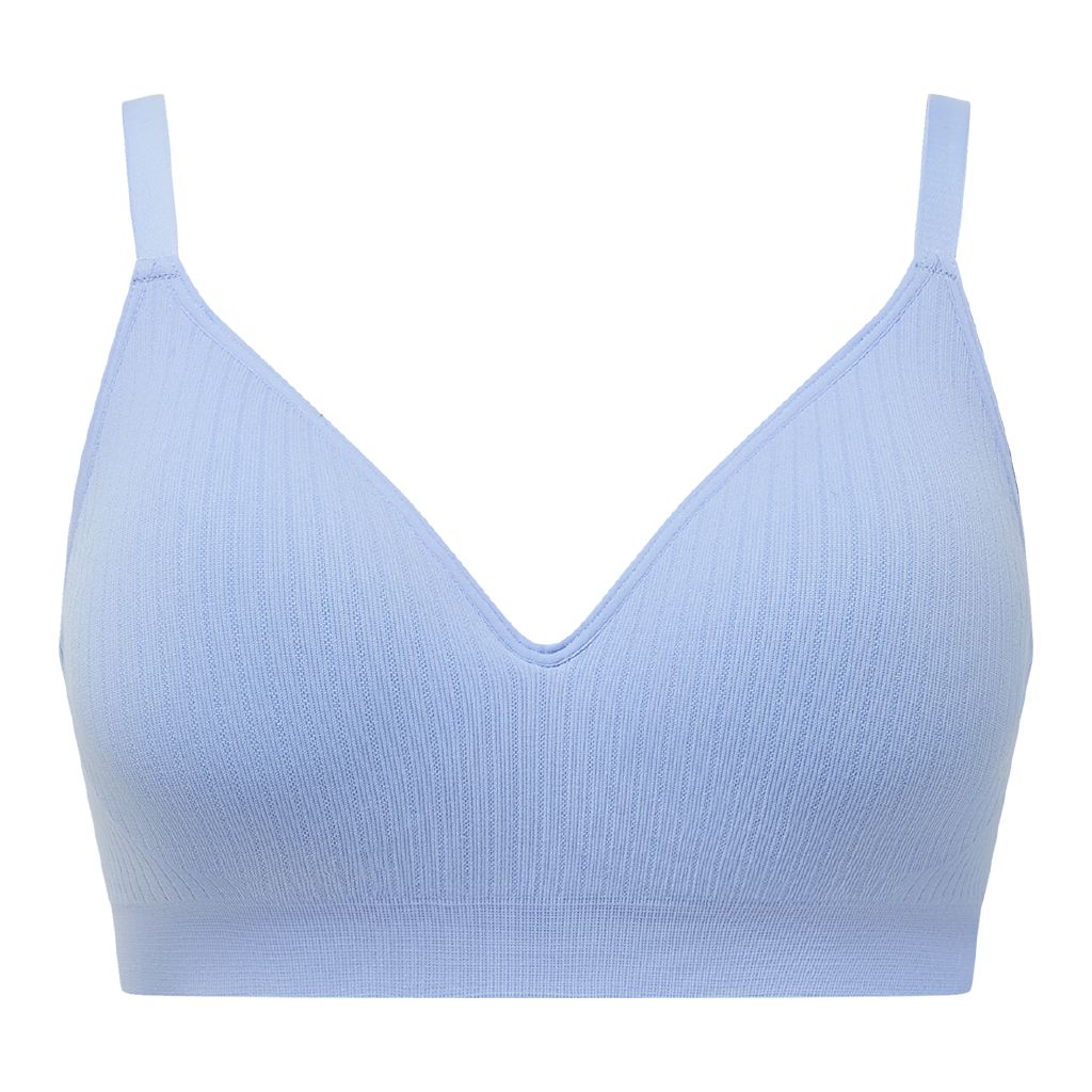 H&H Women's Juno Wide Rib Seamfree Bra Blue Mid | The Warehouse