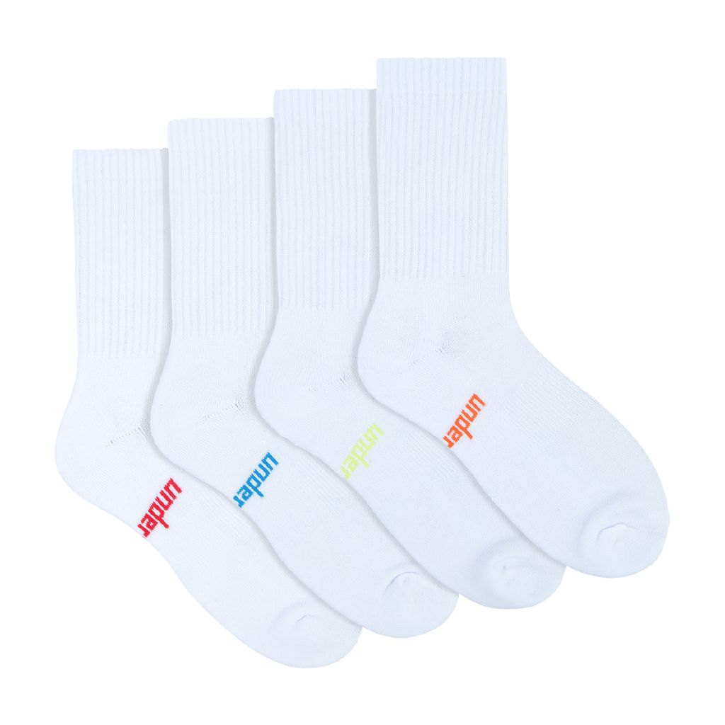 Underworks Men's Crew Sport Socks 4 Pack White | The Warehouse