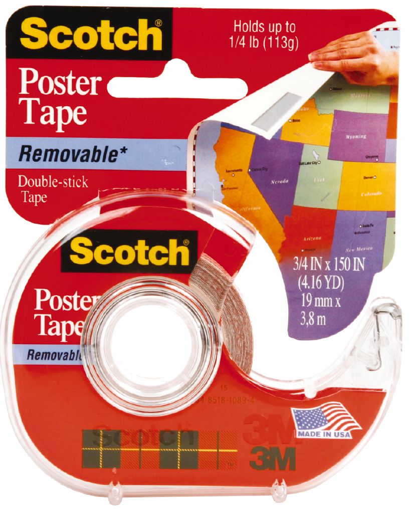 Scotch Poster Tape 109 Removable 19mm x 3.81m Clear Clear | The Warehouse