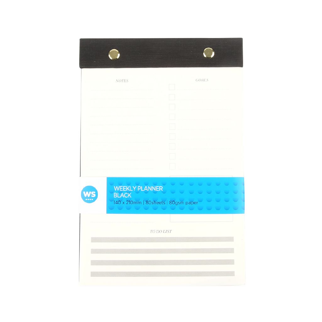 WS Weekly Planner Black Black | The Warehouse