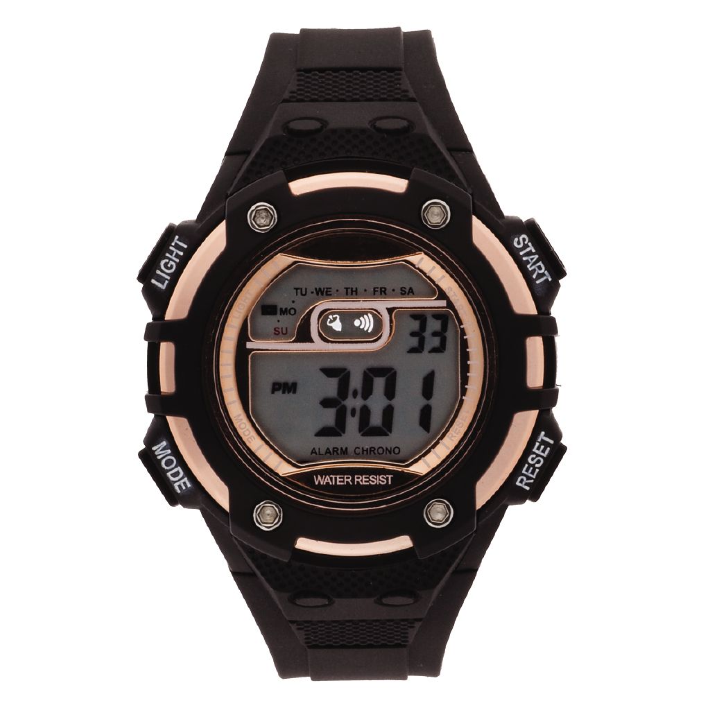 Active Intent Women's Sports Digital Watch Black/Rose Gold Black | The ...