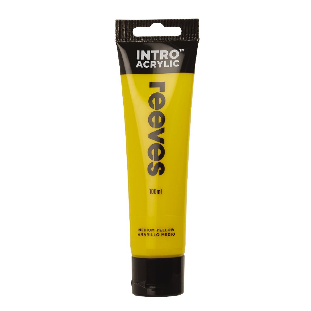 Reeves Intro Acrylic Paint Medium Yellow 100ml Yellow Mid | The Warehouse