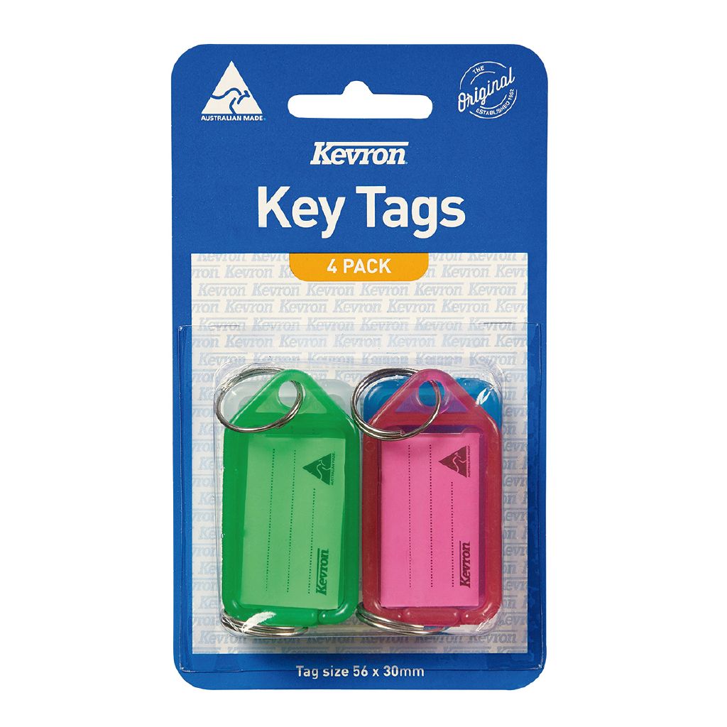 Kevron Standard Key Tags 4 Pack Assorted Assorted | The Warehouse