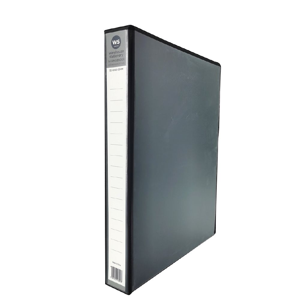 WS 3D 25mm Ringbinder Black Black | The Warehouse