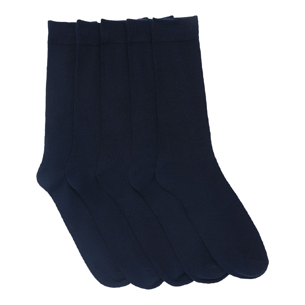 H&H Men's Plain Crew Socks 5 Pack Navy | The Warehouse