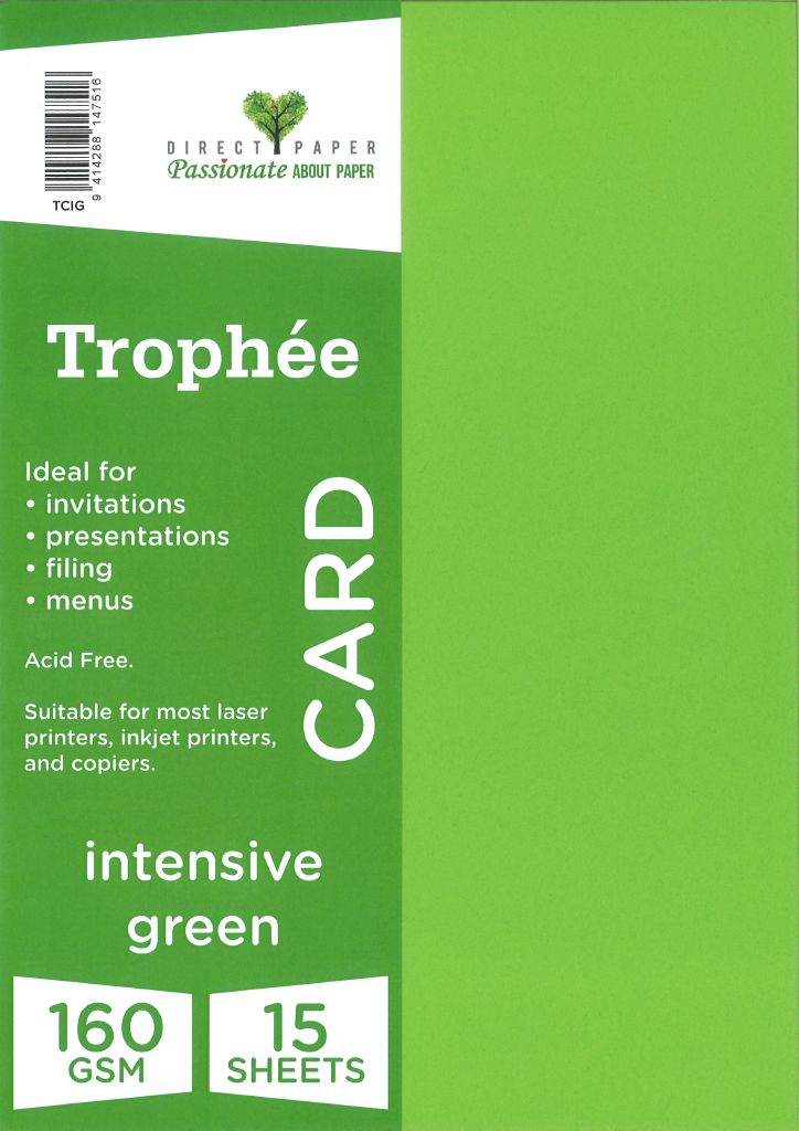 Trophee Card 160gsm Intensive Green A4 15 Pack Green Mid | The Warehouse
