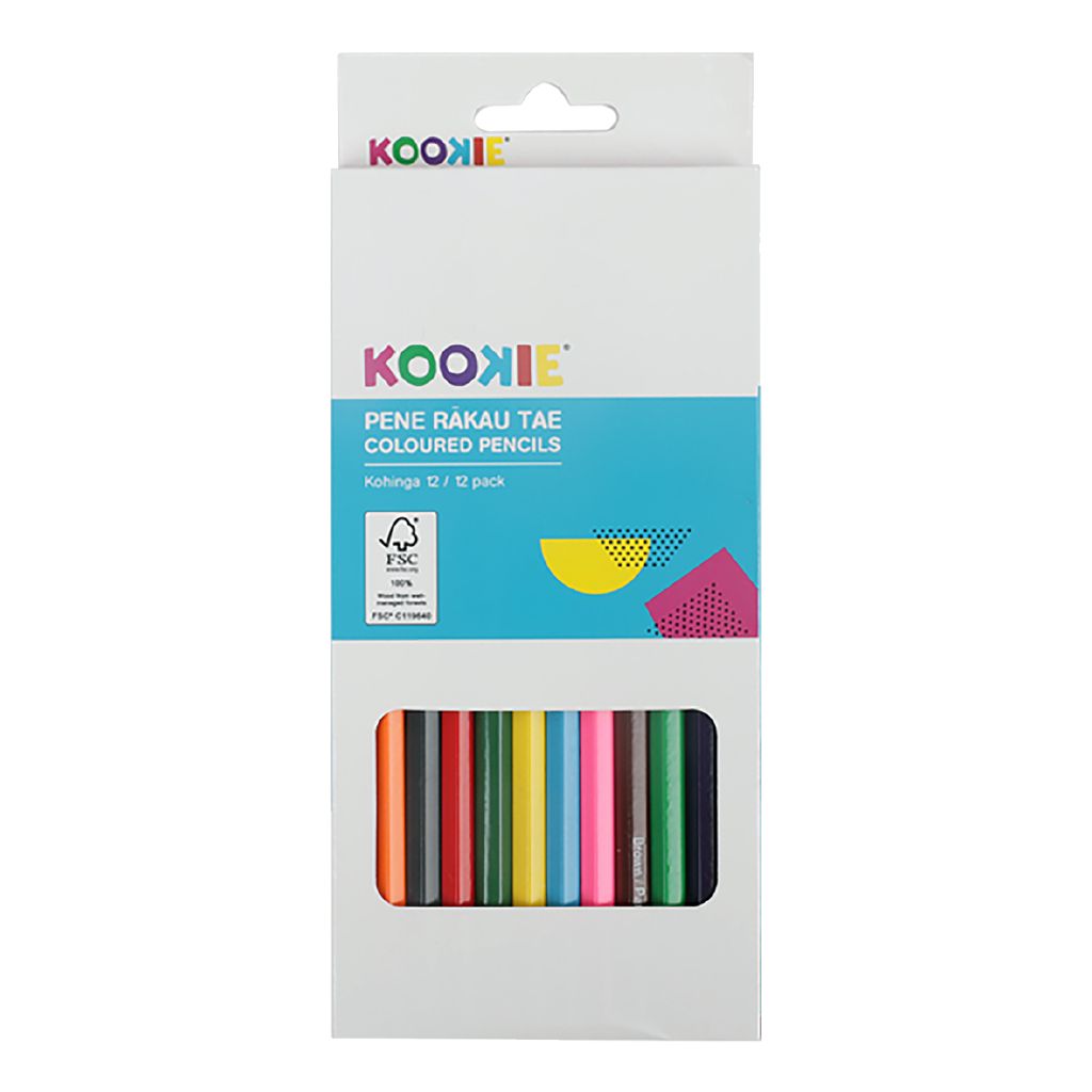 Kookie Te Reo Coloured Pencils Multi-Coloured 12 Pack Multi-Coloured ...