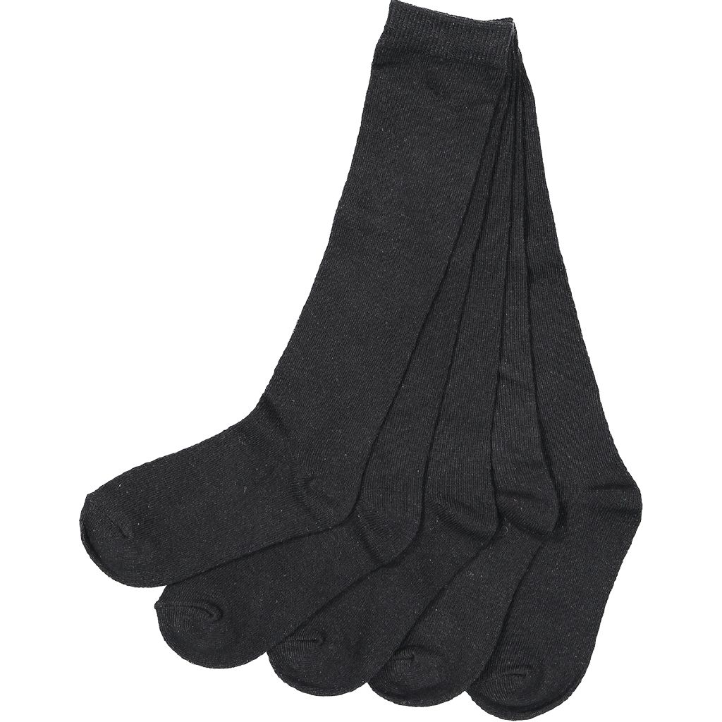 H&H Girls' School Knee High Socks 5 Pack Black | The Warehouse