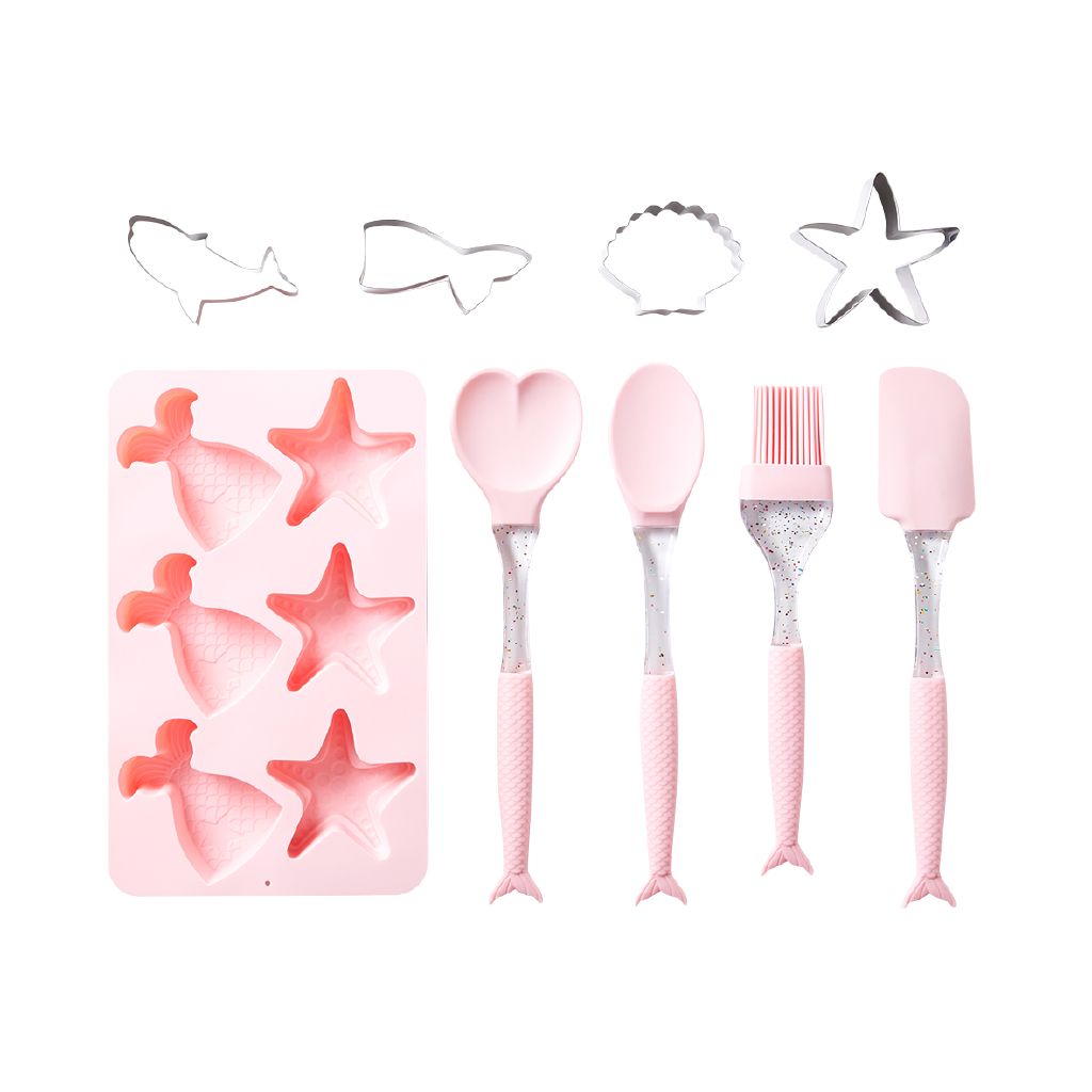Living & Co Kids' Mermaid Baking Set 9 Piece Pink Pink | The Warehouse