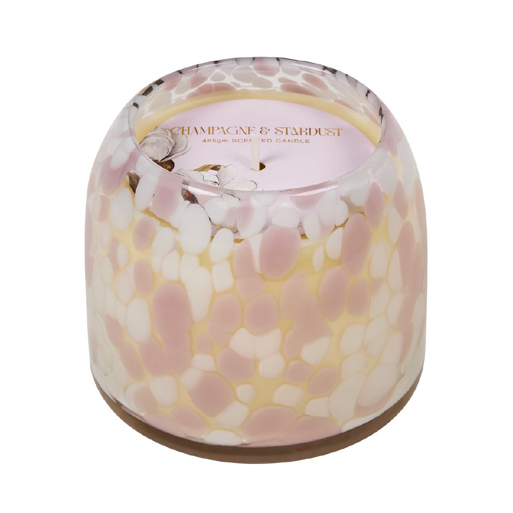 Living & Co Speckled Glass Scented Candle Champagne Pink Light Pink ...